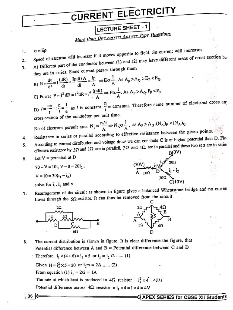 Current Electricity Solutions OT - 3 (C1 - IPL) | PDF
