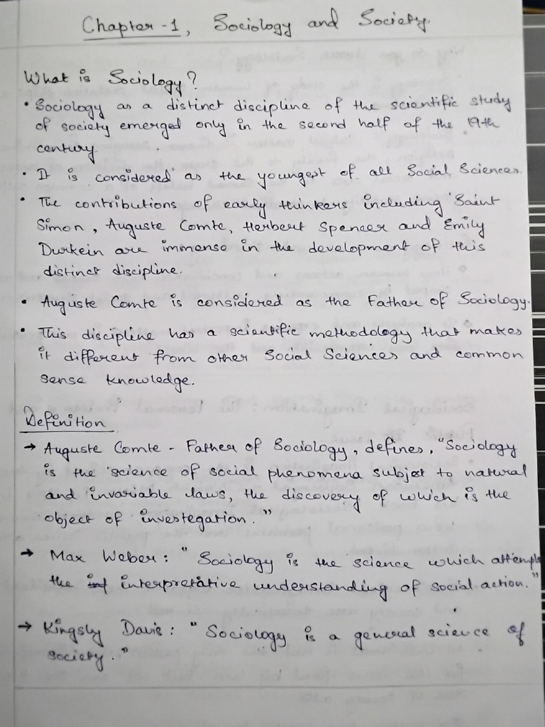Sociology CH 1,2, 3 & 4 Notes | PDF