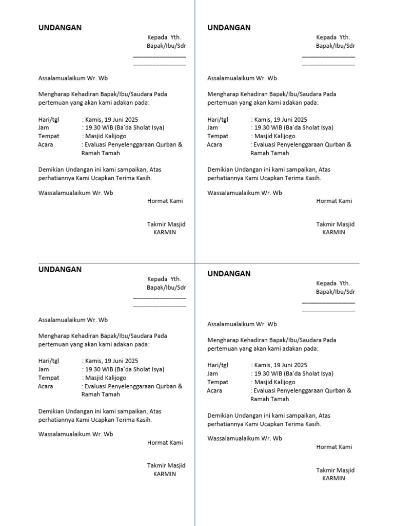 Blangko Undangan RT | PDF