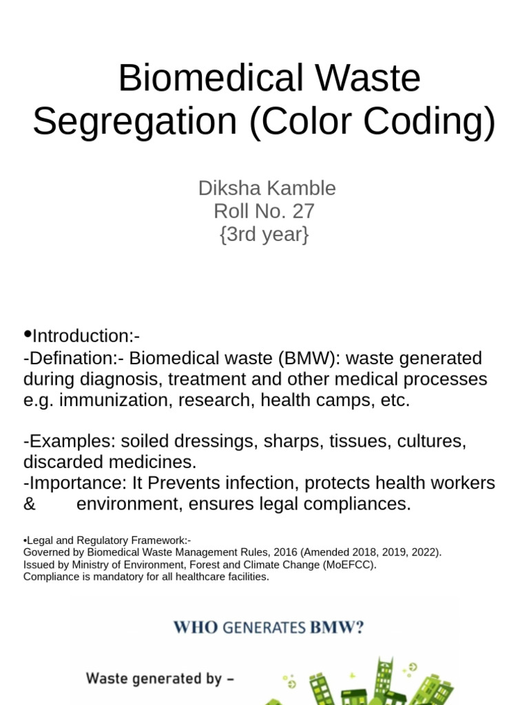 Biomedical Waste Segregation (Color Coding) | PDF