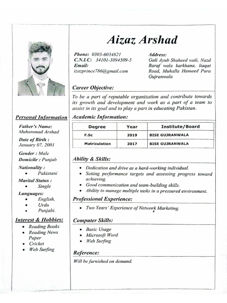 Aizaz Arshad CV | PDF