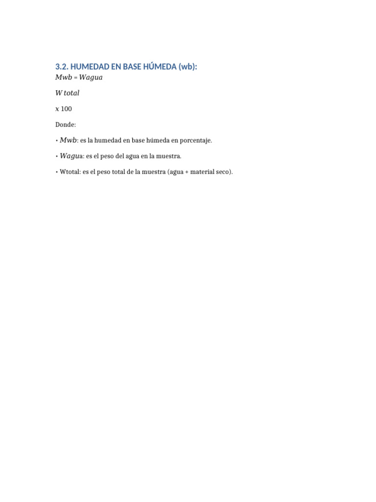 Humedad Base Humeda | PDF