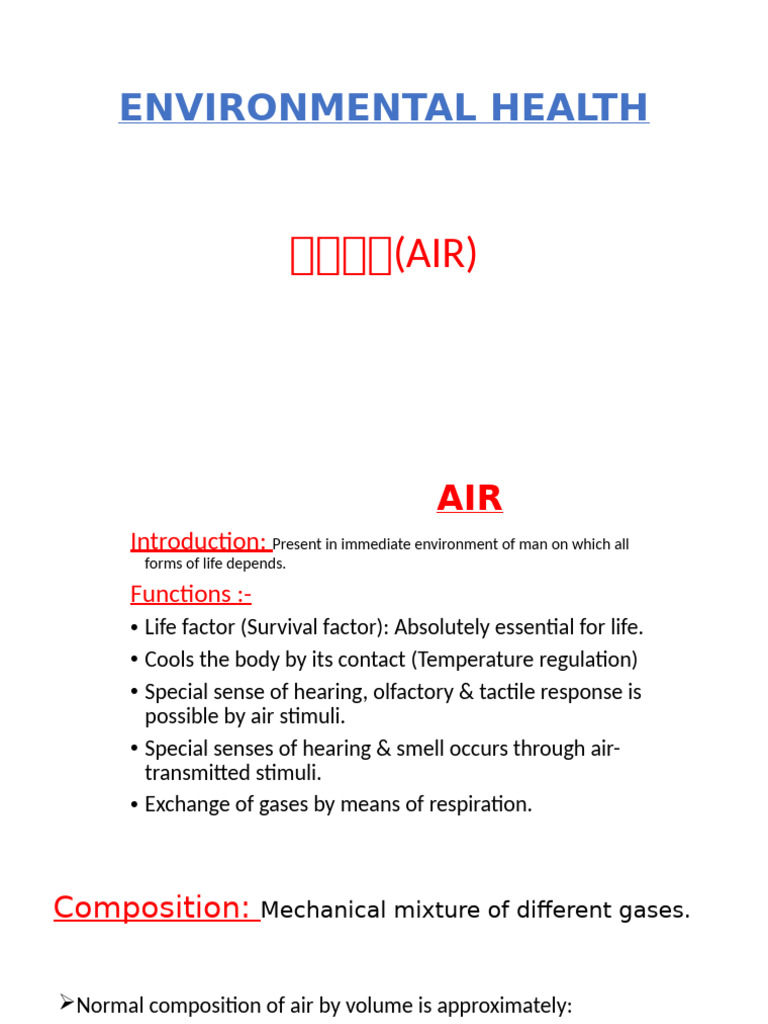 Environmental Health Air | PDF | Ventilation (Architecture) | Air Pollution
