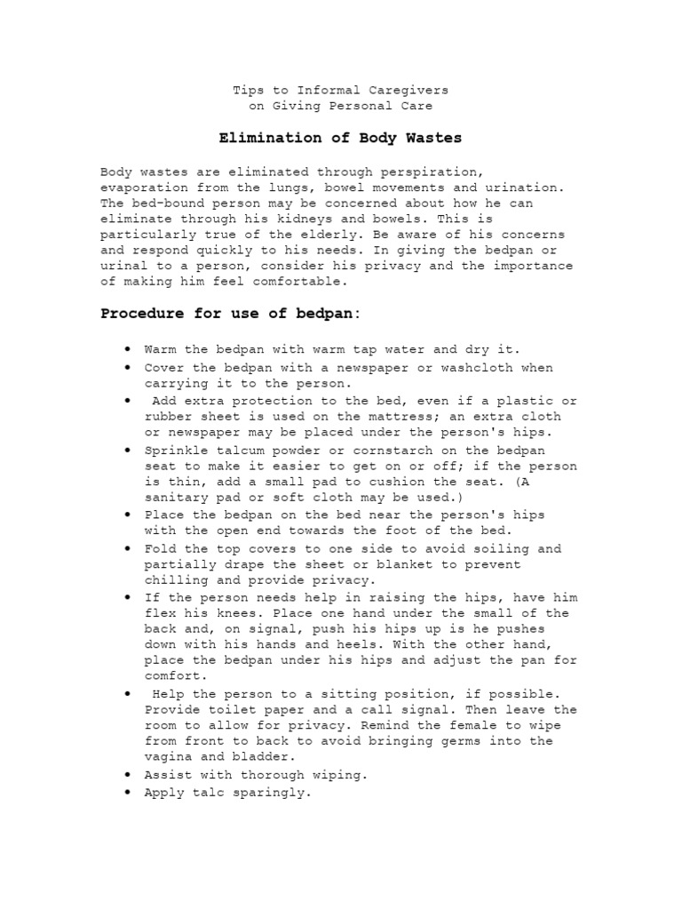 Elimination of Body Wastes | PDF