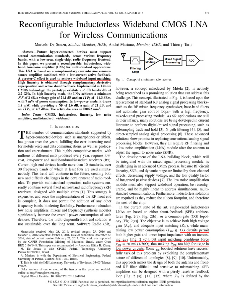 【6-TCASI'17】Reconfigurable Inductorless Wideband CMOS LNA for Wireless ...