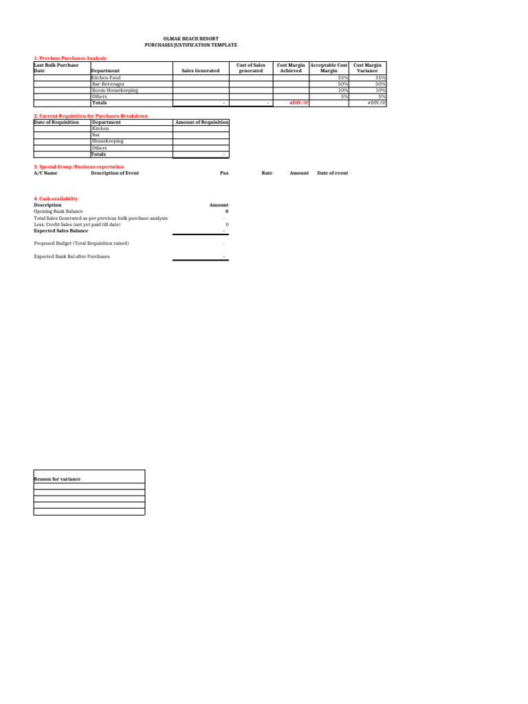 OLMAK Beach Resort Purchase Justification | PDF