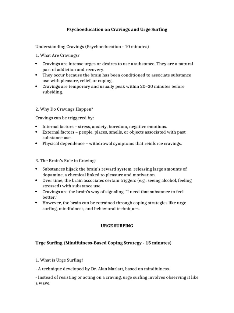 Understanding Cravings and Urge Surfing | PDF | Psychology ...