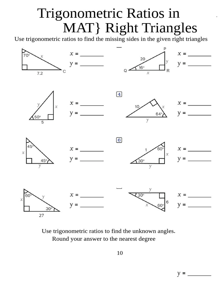 Trigonometric Ratios in Right Triangles | PDF