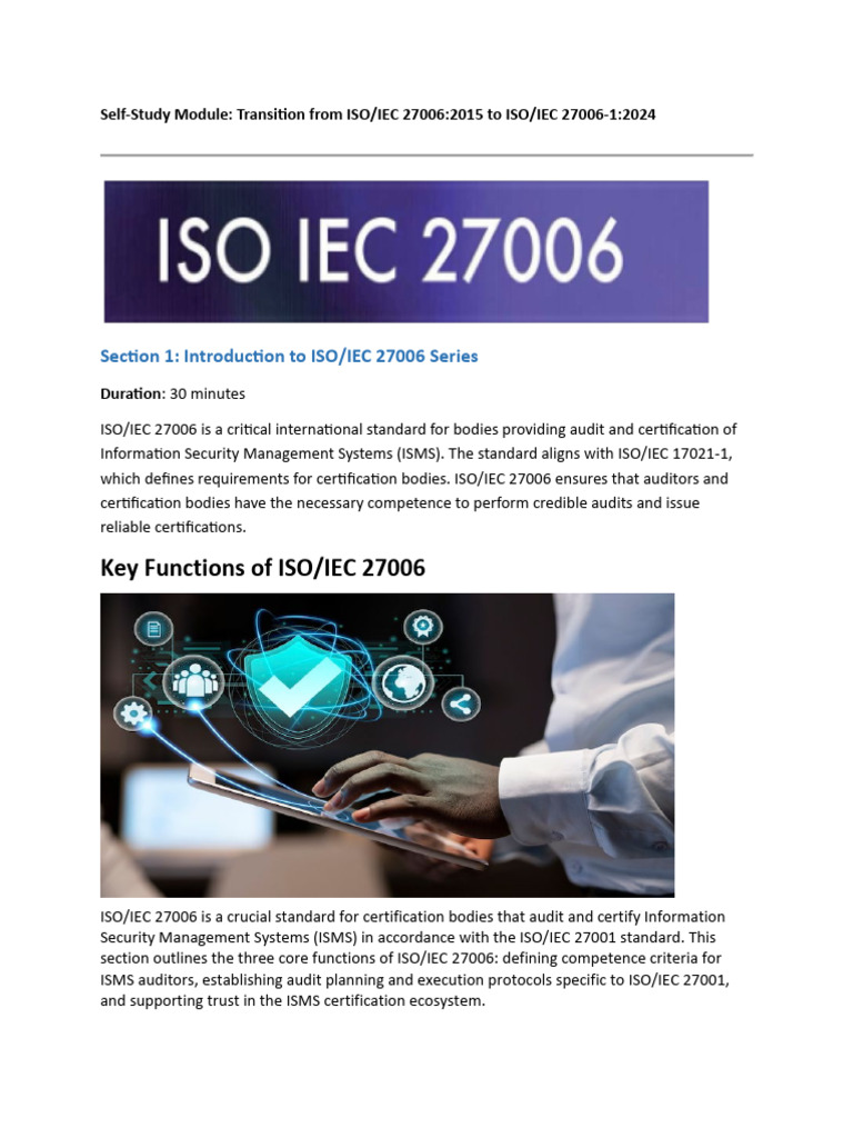 Transition to ISO/IEC 27006-1:2024 Guide | PDF | Audit | Information ...