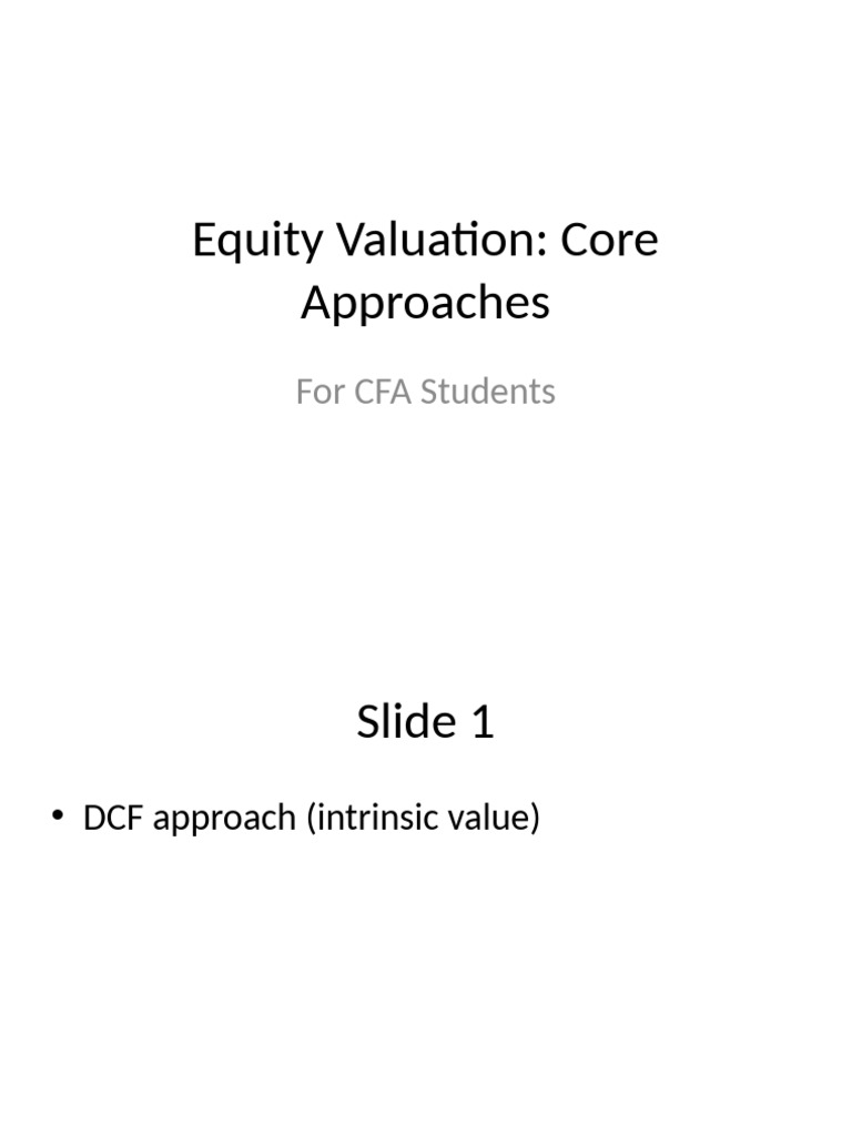 Equity Valuation Core Approaches | PDF