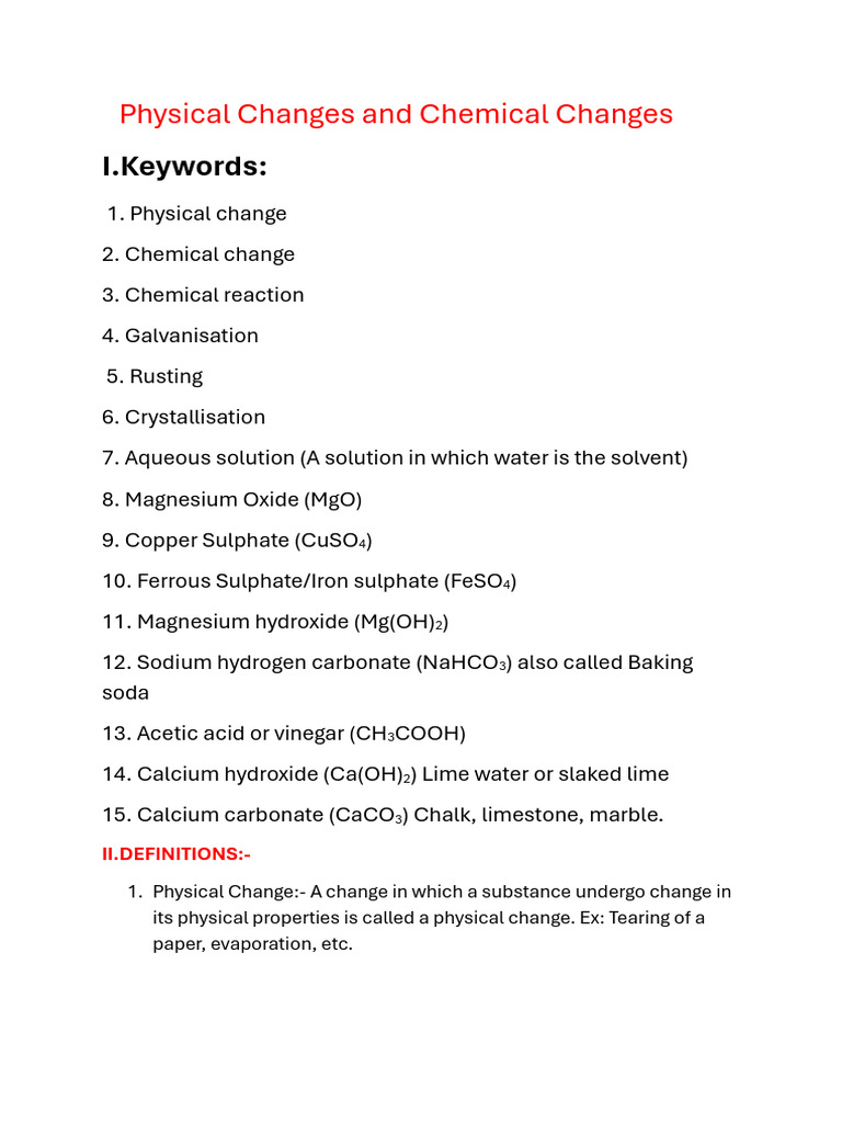 Physical and Chemical Changes Explained | PDF | Sodium Carbonate ...