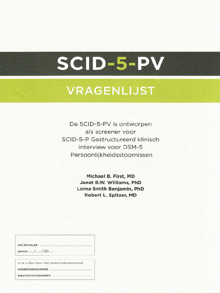 Scid 5 PV, Vragenlijst | PDF