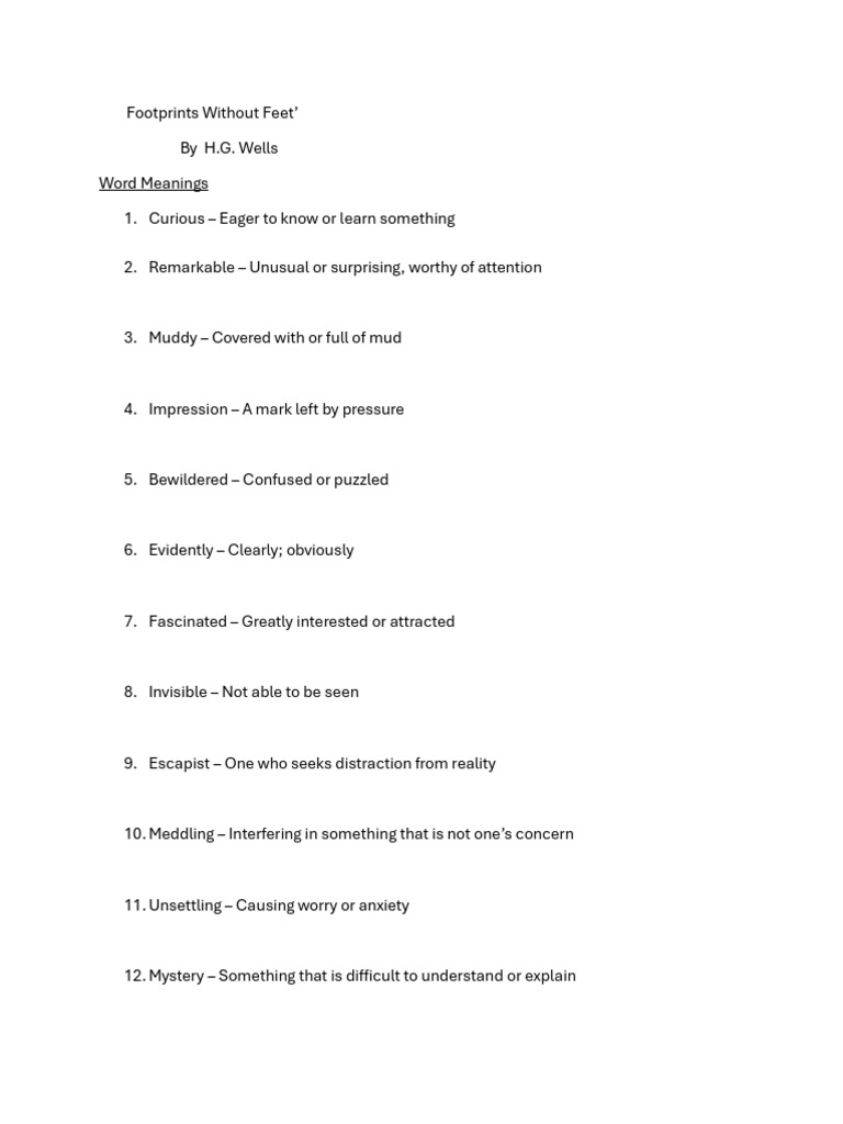 Characters in "Footprints Without Feet" | PDF