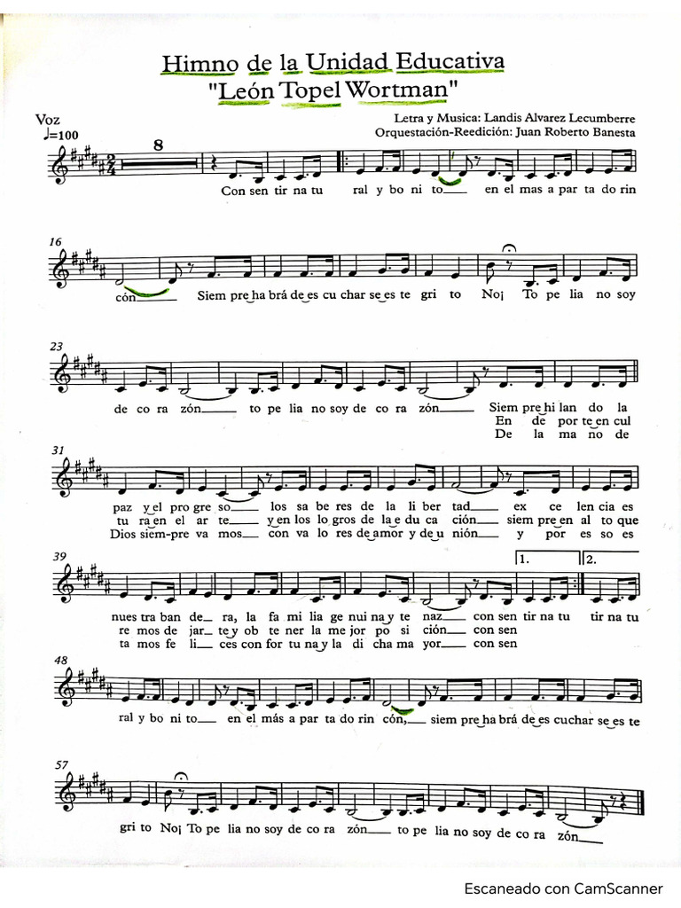 Partituras Himno Topel | PDF