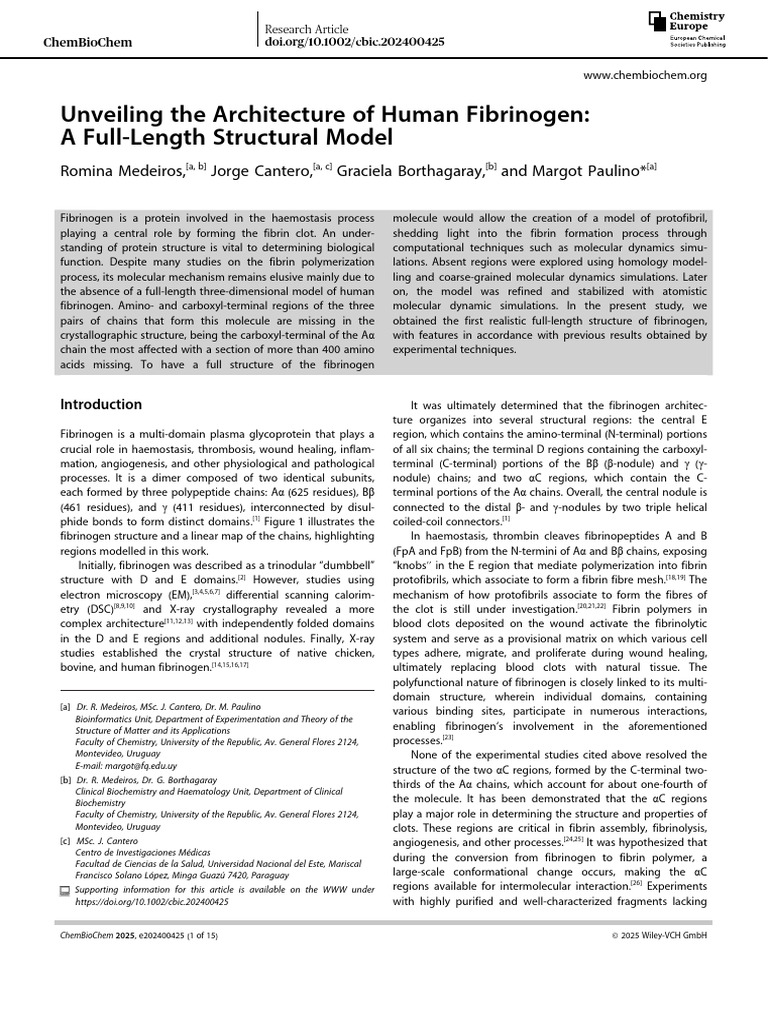 Unveiling The Architecture of Human Fibrinogen: A Full-Length ...