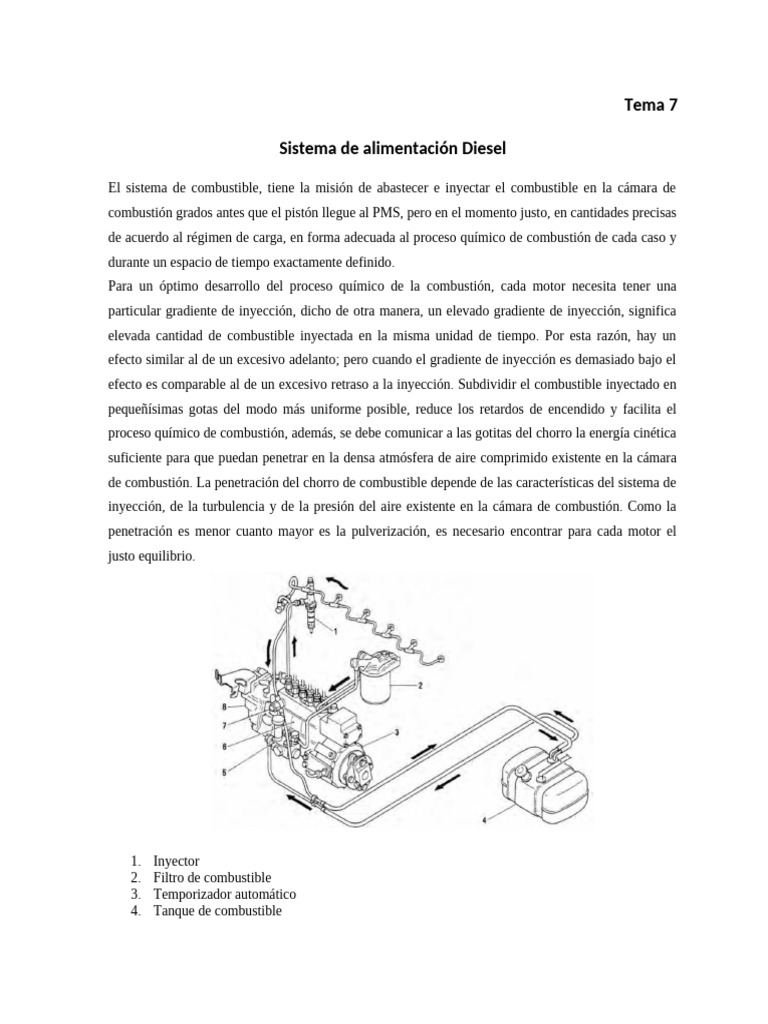 Tema 7 Diesel | PDF | Inyección de combustible | Motor diesel
