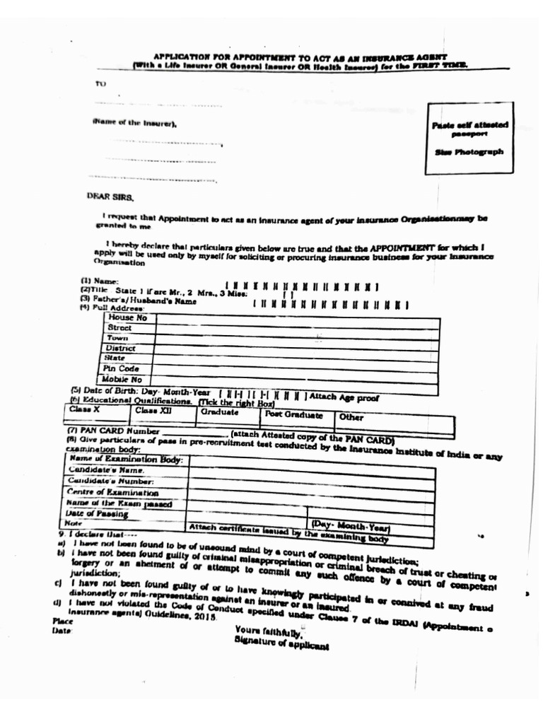 Agent Appointment Form | PDF