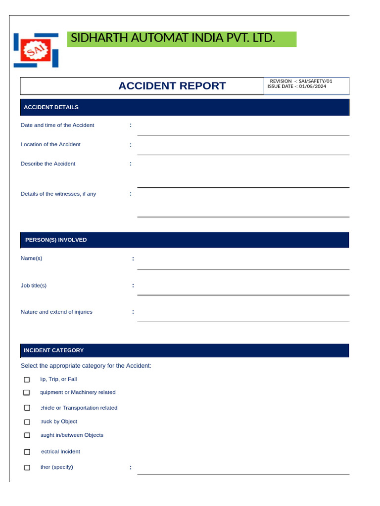 Accident Report Form Template | PDF