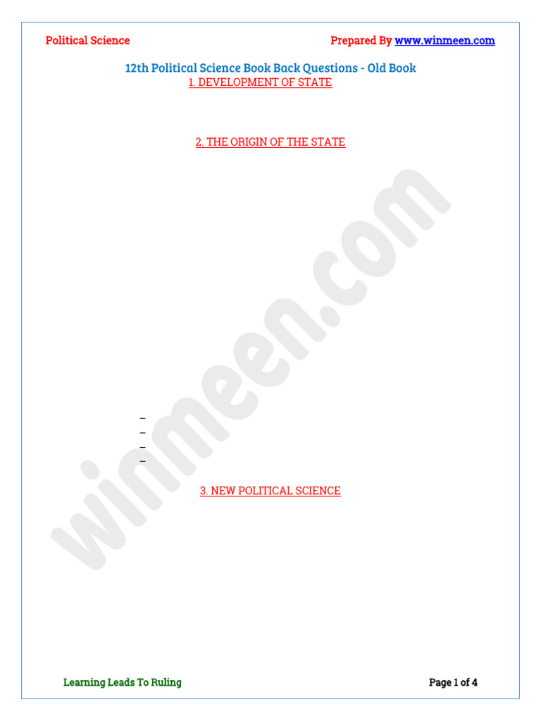 12th Political Science Book Answers | PDF | Government | Public Law