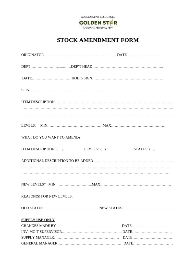 Stock Amend | PDF
