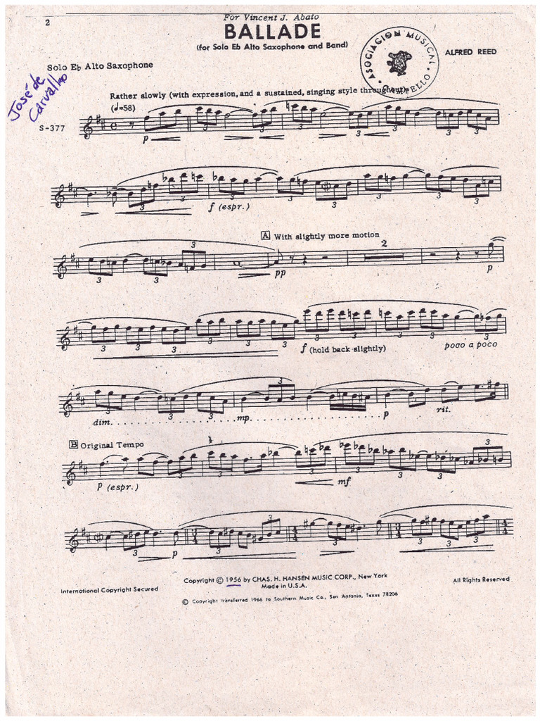 Alfred Reed - Ballade | PDF