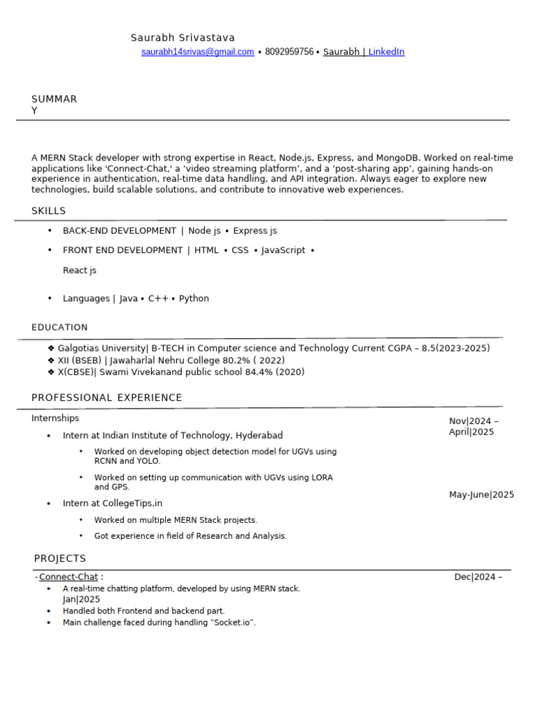 Saurabh Resume Updated | PDF