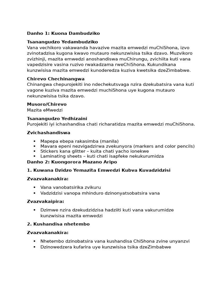 Shona Project 1-Mazita EMwedzi Joel Pfende | PDF