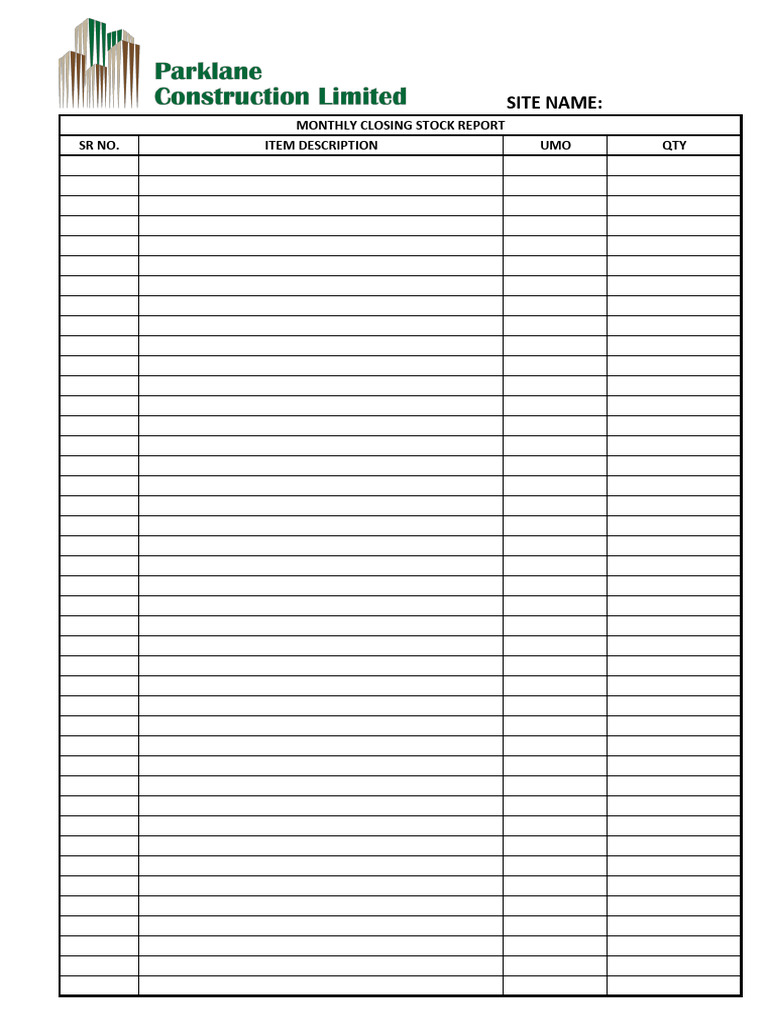 Monthly Closing Stock Report | PDF
