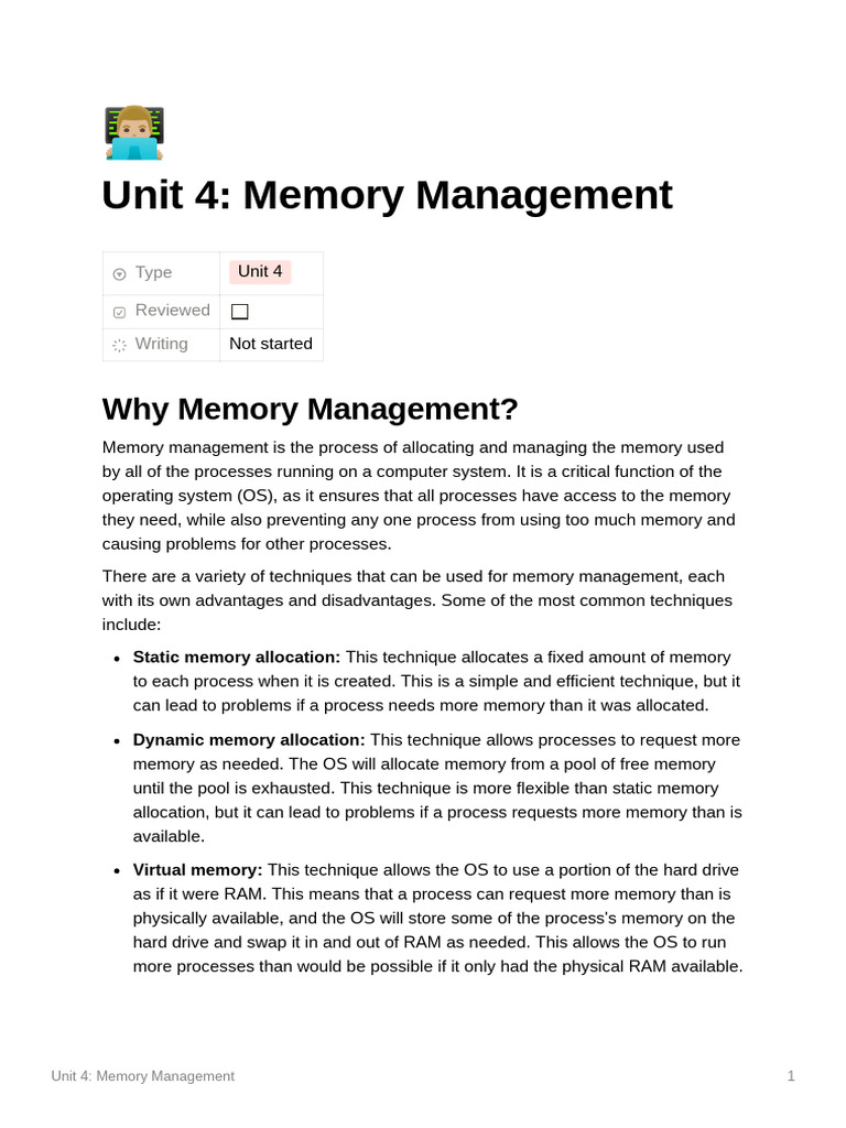 Memory Management in OS | PDF | Computer Data Storage | Operating System