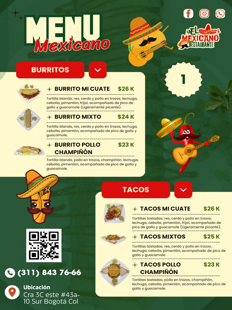Menú del Restaurante Mexicano | PDF | Pizza | Taco