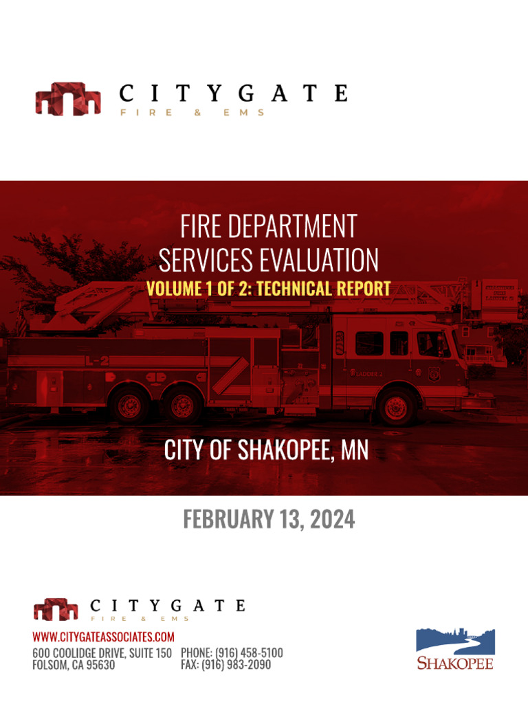 Shakopee Fire Department Services Evaluation 02-13-24-Citygate (002) | PDF | Risk | Firefighter