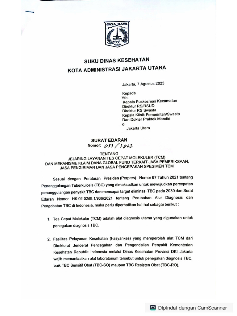 Surat Edaran Jejaring Layanan TCM | PDF