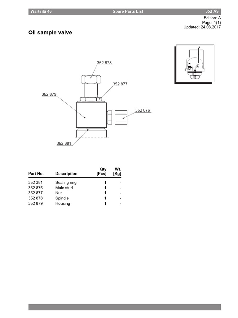 Spa-352-A9a Oil Sample Valve | PDF