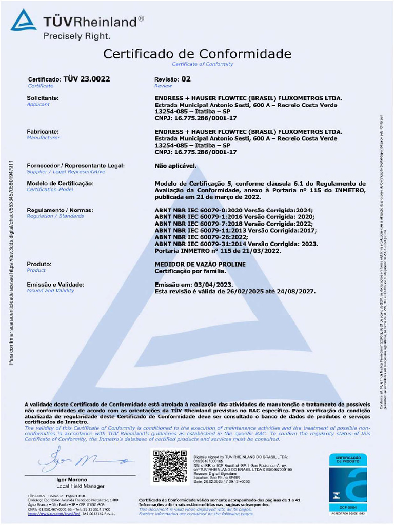 TUV 23.0022 - Medidor de Vazão | PDF