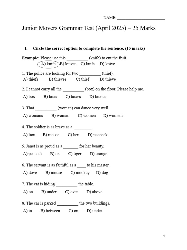 Movers Grammar April 2025 | PDF | Language Mechanics | Linguistic Morphology