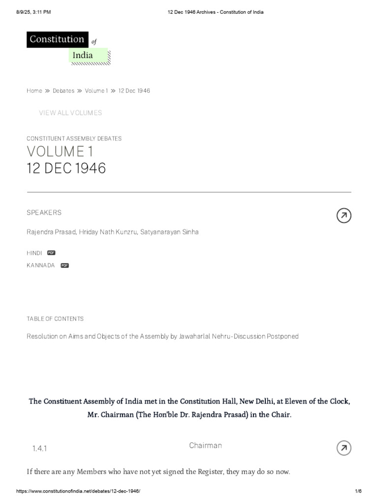 12 Dec 1946 Volume 1 Constitution Assembly Debates | PDF | United ...