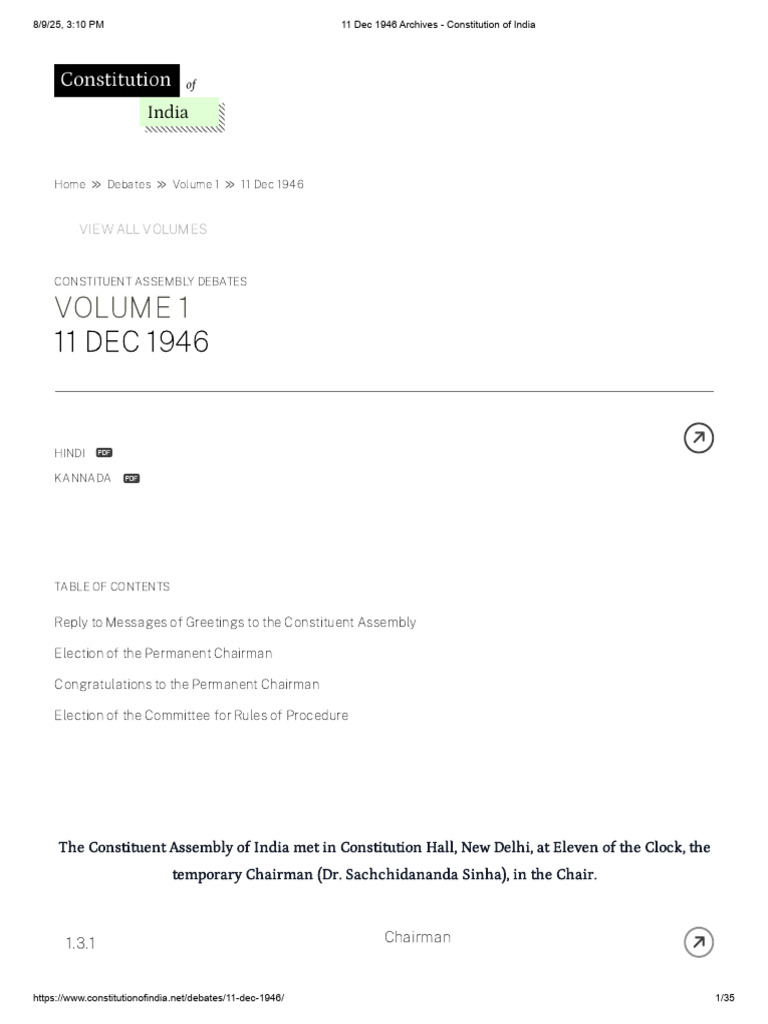 Constituent Assembly Debates: Dec 11, 1946 | PDF | Constitution ...