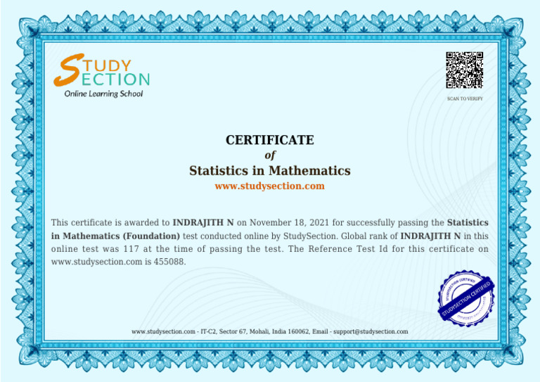 Statistics Certificate | PDF