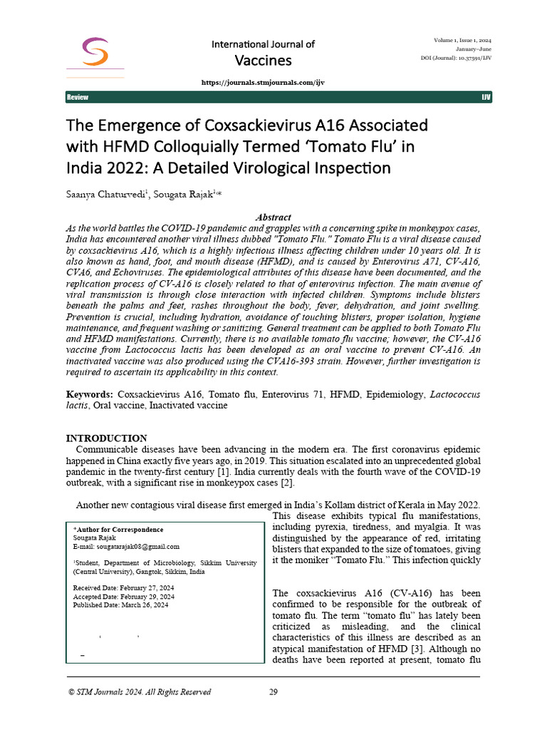 The Emergence of Coxsackievirus A16 Associated With HFMD Colloquially ...