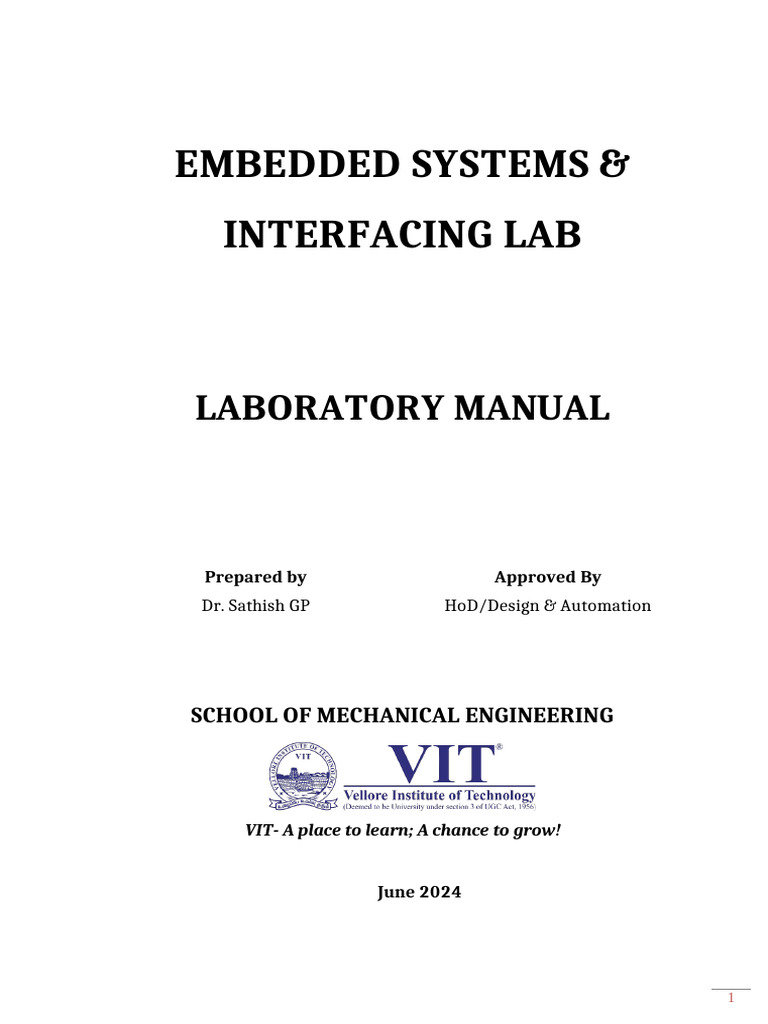 Embedded Systems Laboratory Manual | PDF | Arduino | Microcontroller