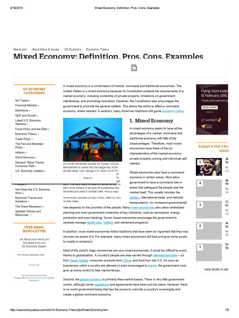 Mixed Economy - Definition, Pros, Cons, Examples | PDF | Economy Of The ...