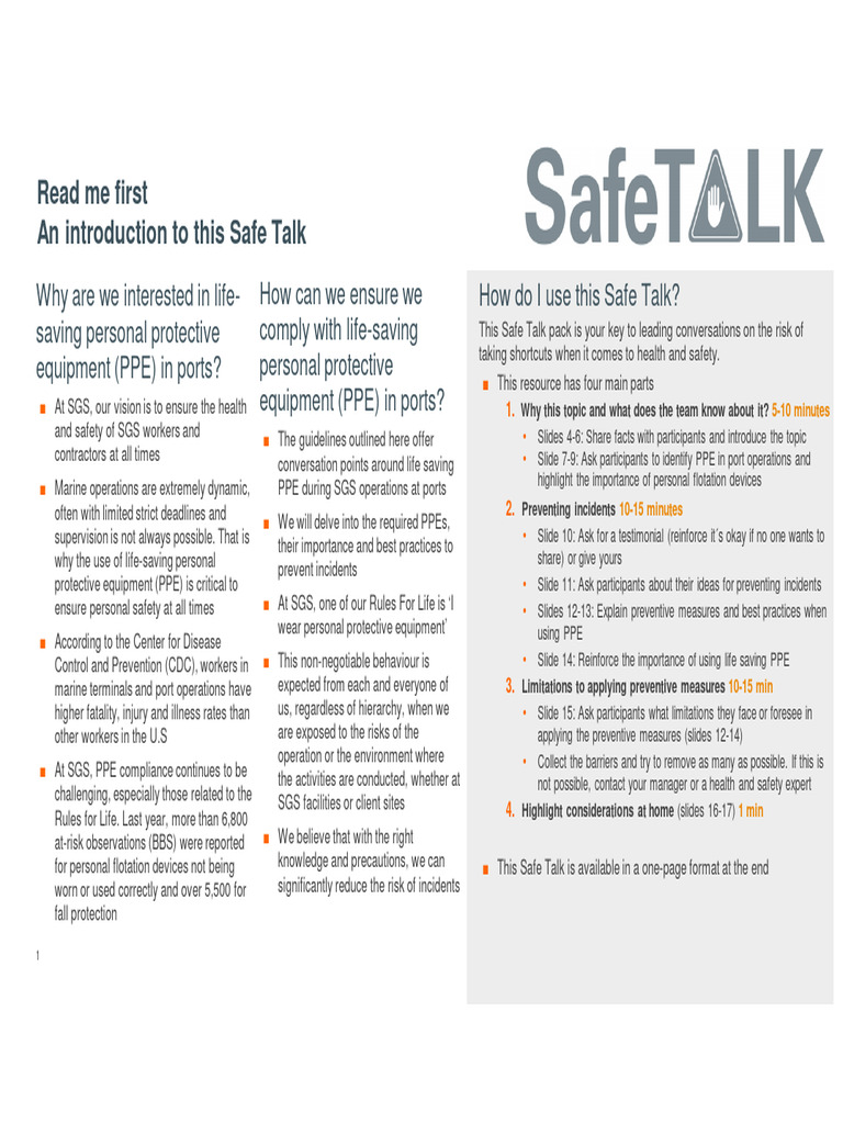 Life-Saving PPE Guidelines for Ports | PDF | Personal Protective ...