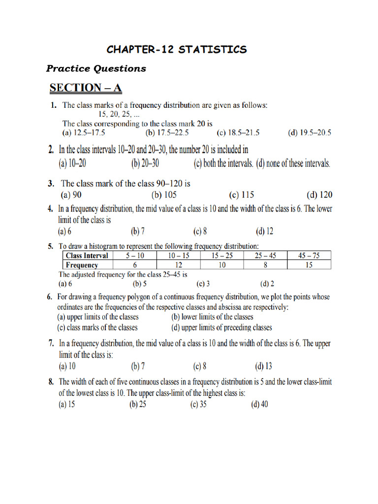 Ch12 Statistics - Practice Questions | PDF