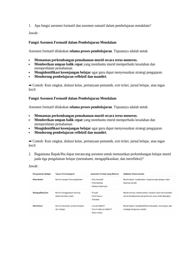 Fungsi Asesmen Formatif dan Sumatif | PDF