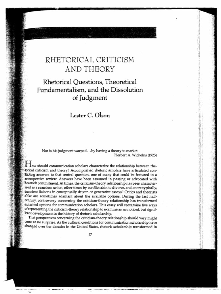 Rhetorical Criticism and Theory Dynamics | PDF | Rhetoric | Public Speaking