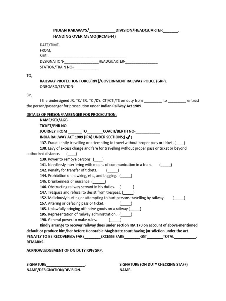 Handing Over Memo | PDF