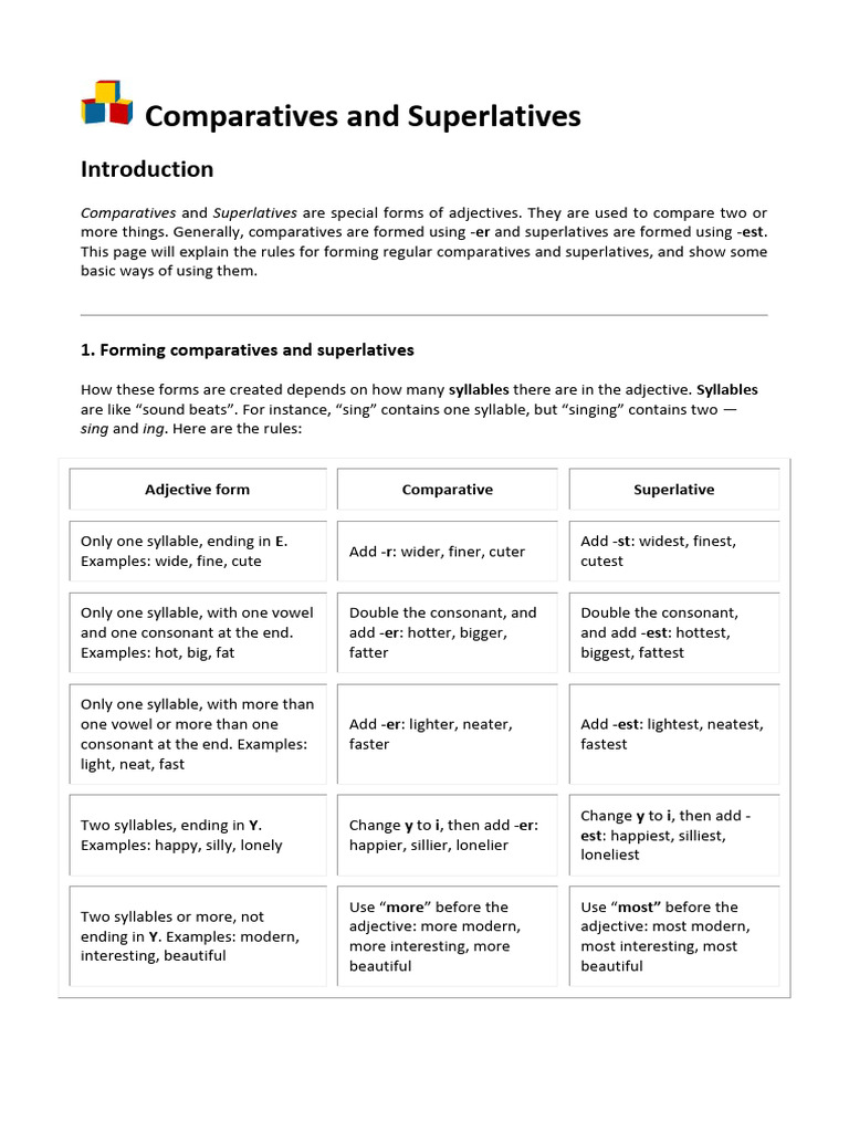 Comparatives and Superlatives | PDF | Linguistics | Languages