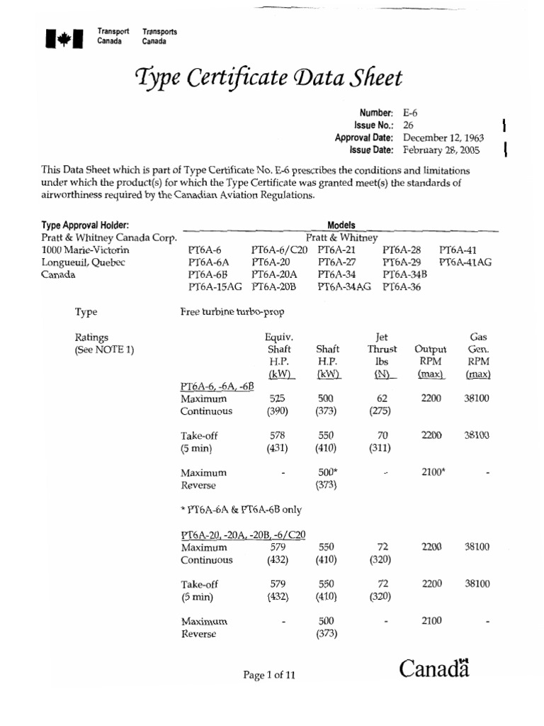 TCDS BR Motor - E-6 | PDF