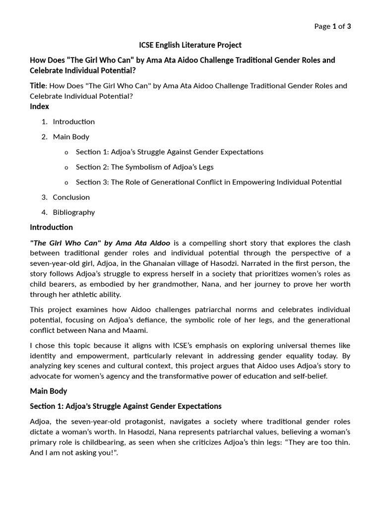 ICSE English Literature Project 2 | PDF | Gender Role | Gender