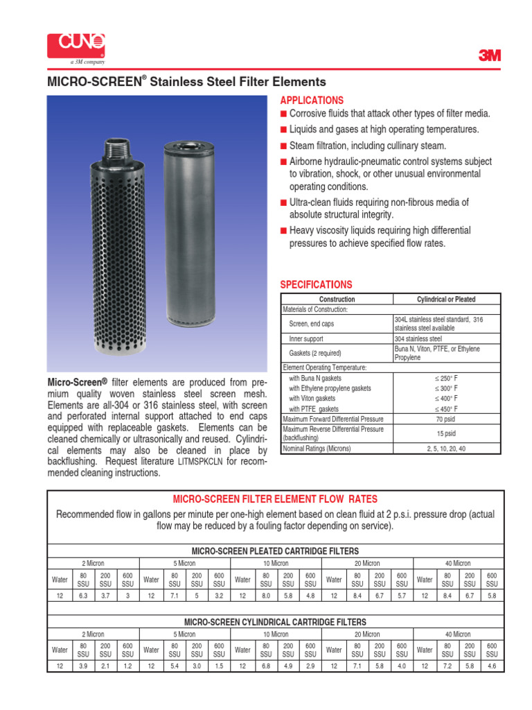 Micro-Screen Stainless Steel Filters | PDF | Filtration | Legal Liability